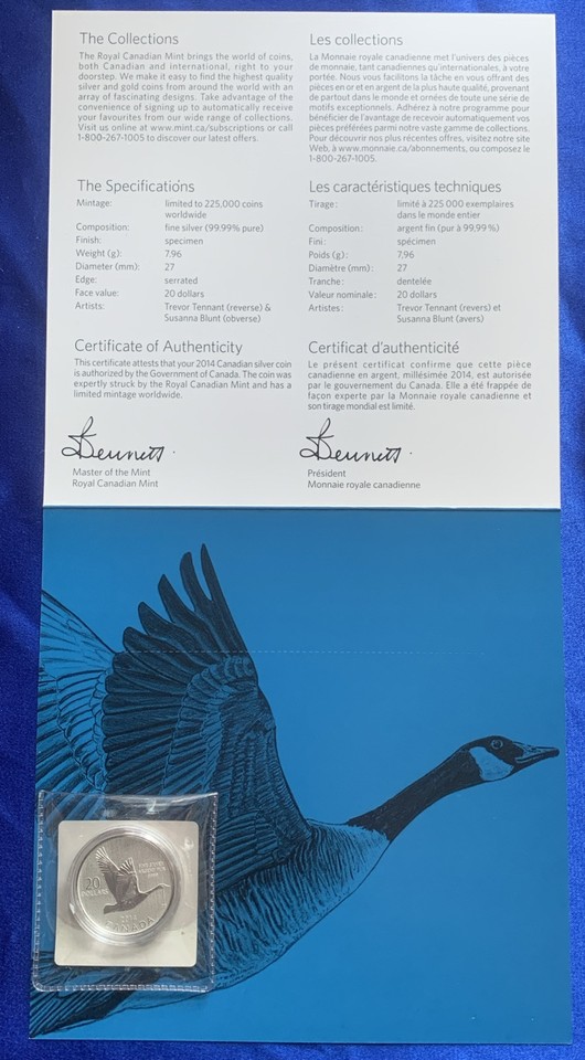 2014 Canada PURE 9999 Silver Goose UNC Mint Coin Set w/ COA from RCM | eBay