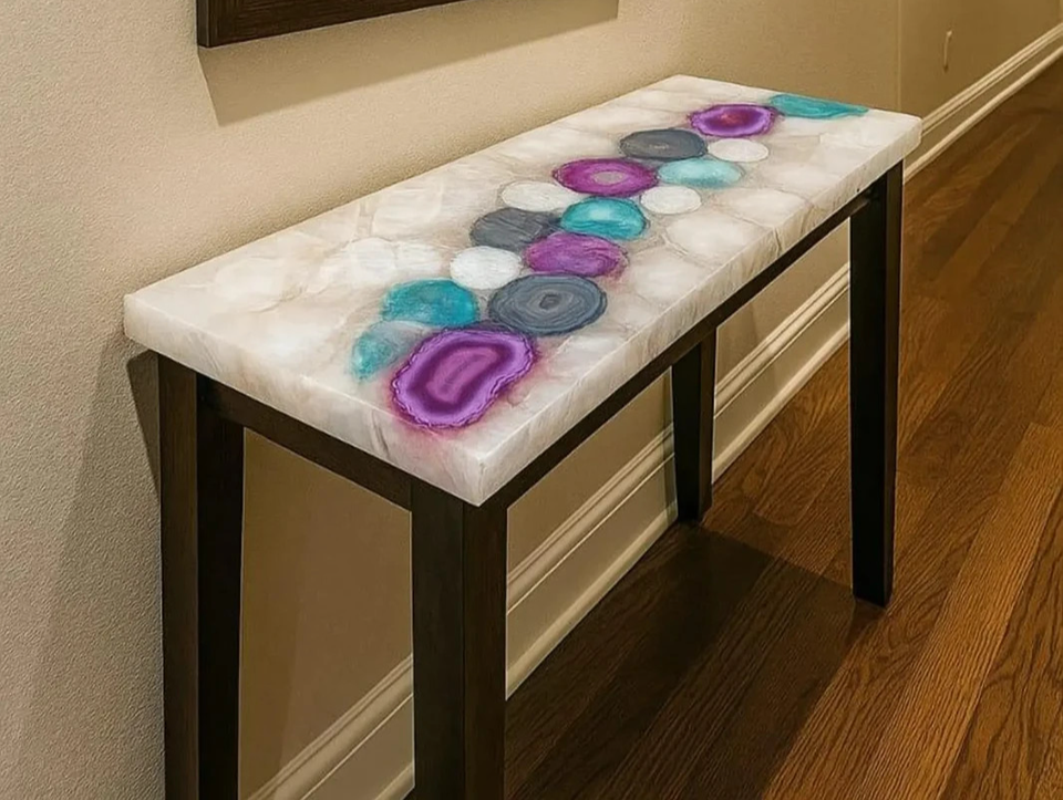 Mix Agate Console Table | Luxury Handmade Gemstone Furniture for Home ...