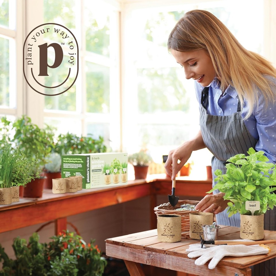 9 Herb Window Garden - Indoor Herb Growing Kit - Kitchen Windowsill ...