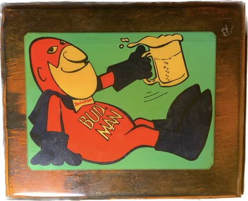 Budweiser Beer BUD MAN SIGN Wooden vintage Small NICE RARE | eBay