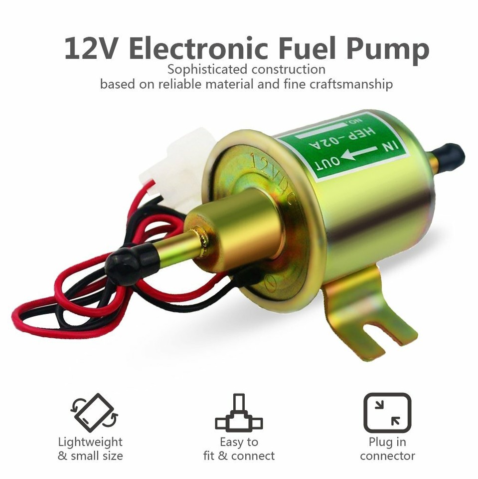 Universal 12V Electric Inline Fuel Pump For Lawn Mower Engine Gas ...
