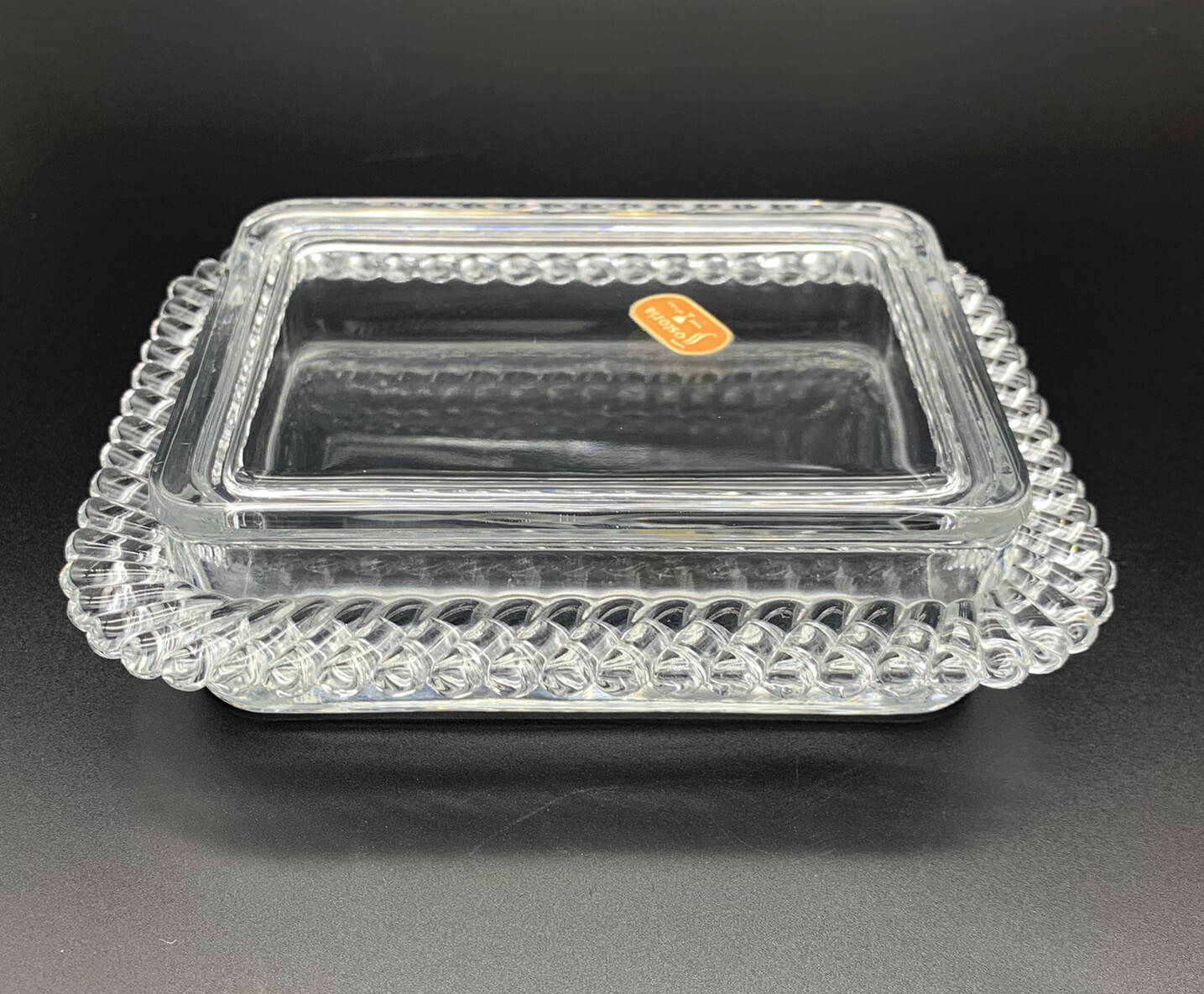 VTG Fostoria Colony Crystal Cigarette Box w/Lid & Original Label Mid ...