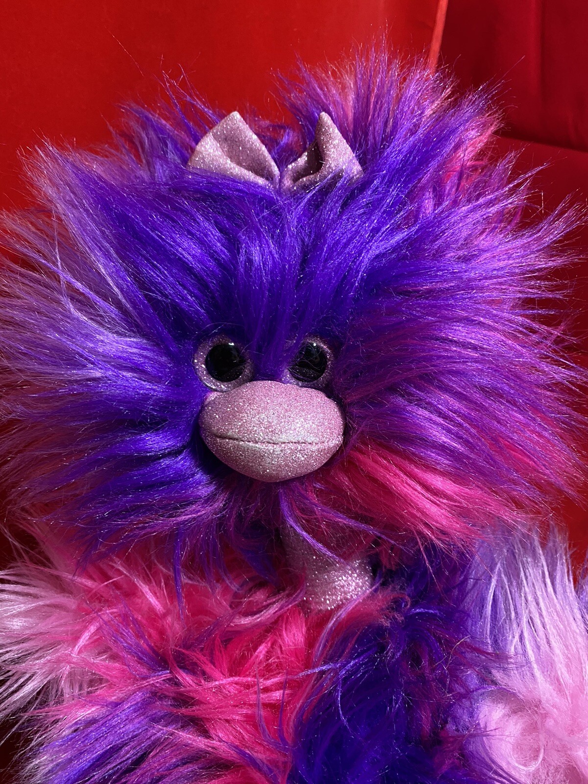 Trov The Petting Zoo Ostrich Bird Pink Glitter Plush 13" Fluffy Purple ...