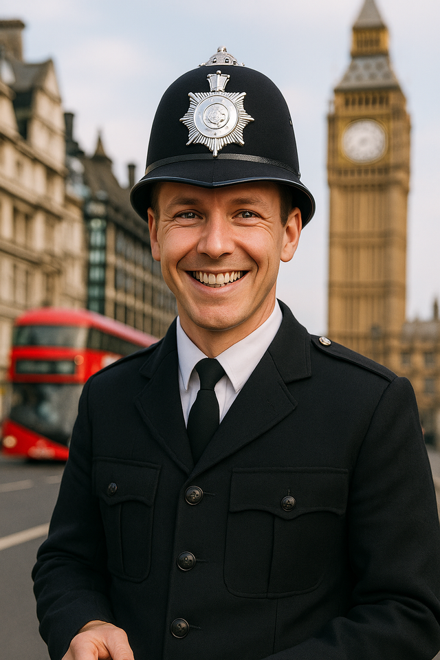 Adult Black English Bobby Police Helmet British Policeman Hat Costume ...