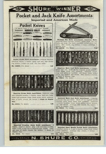 1926 PAPER AD Baseball Bat Shape Pocket Knife Knives Waldemar Pearl ...