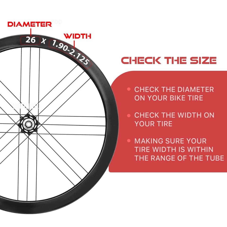 Bike Inner Tube 26x2.125/1.95/1.90 with Rim Strip - Schrader Valve A/V ...