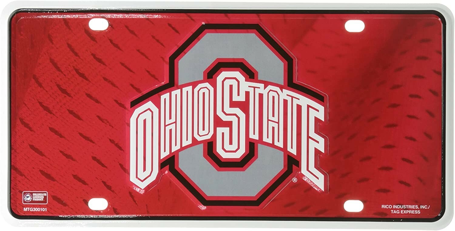Ohio State Buckeyes RED 03905 SD Deluxe Laser Cut Mirrored License ...