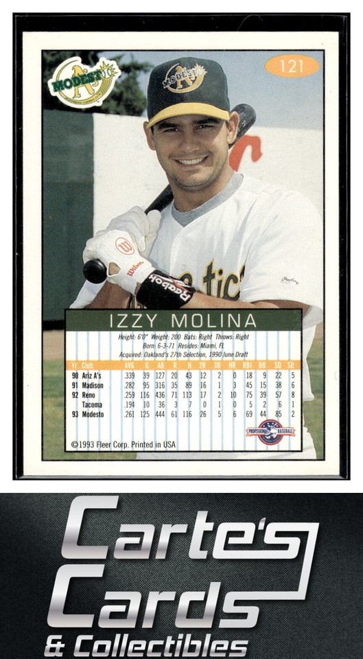 Izzy Molina 1993 Fleer Excel #121 Modesto A's TTM/IP Signed Autographed ...
