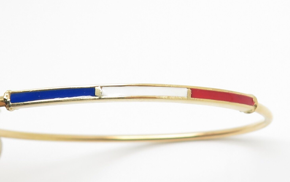 10K Yellow Gold Dominican Flag Colors Enamel Hinged Cuff Bracelet 7” | eBay