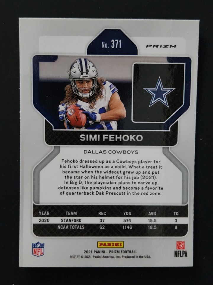 2021 Panini Prizm Simi FehokoRC Rookie Orange Cracked Ice #371 Dalas ...