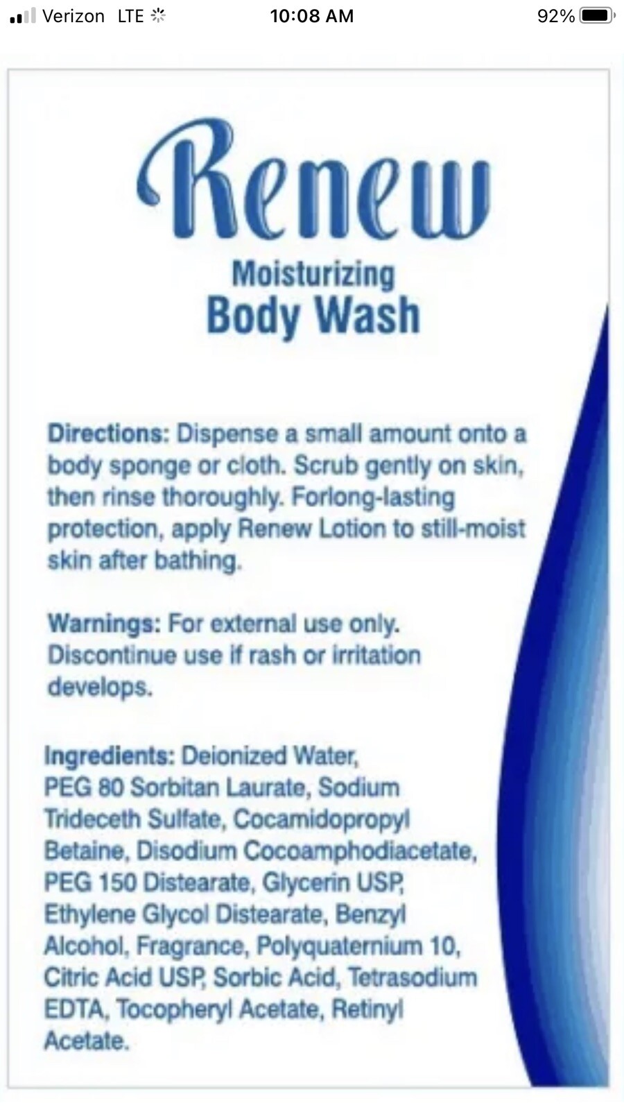 Renew Body Wash: Moisturizing Shower Gel for Skin Feeling Softer, 12 fl ...