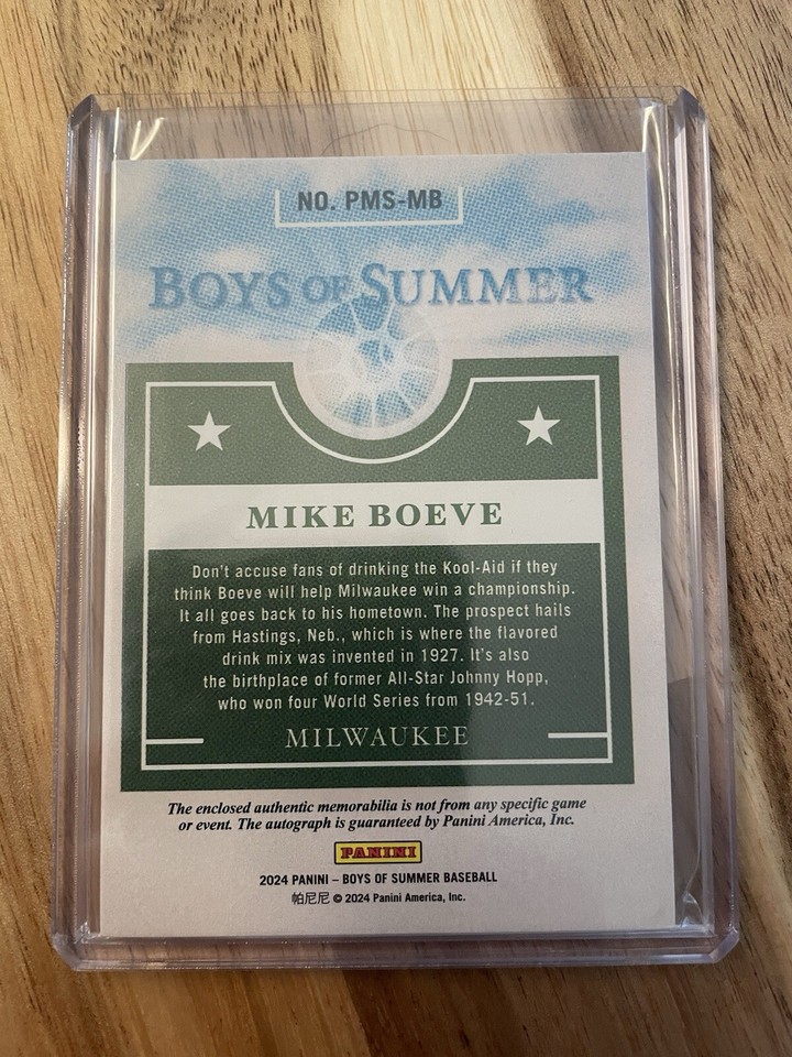 2024 Boys of Summer MIKE BOEVE Prospect Material Jersey Auto /99 ...