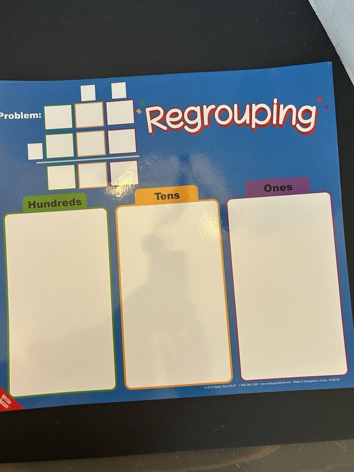 Regrouping Mats and Manipulatives Kit Set of 4 Write On/Wipe Off Math ...