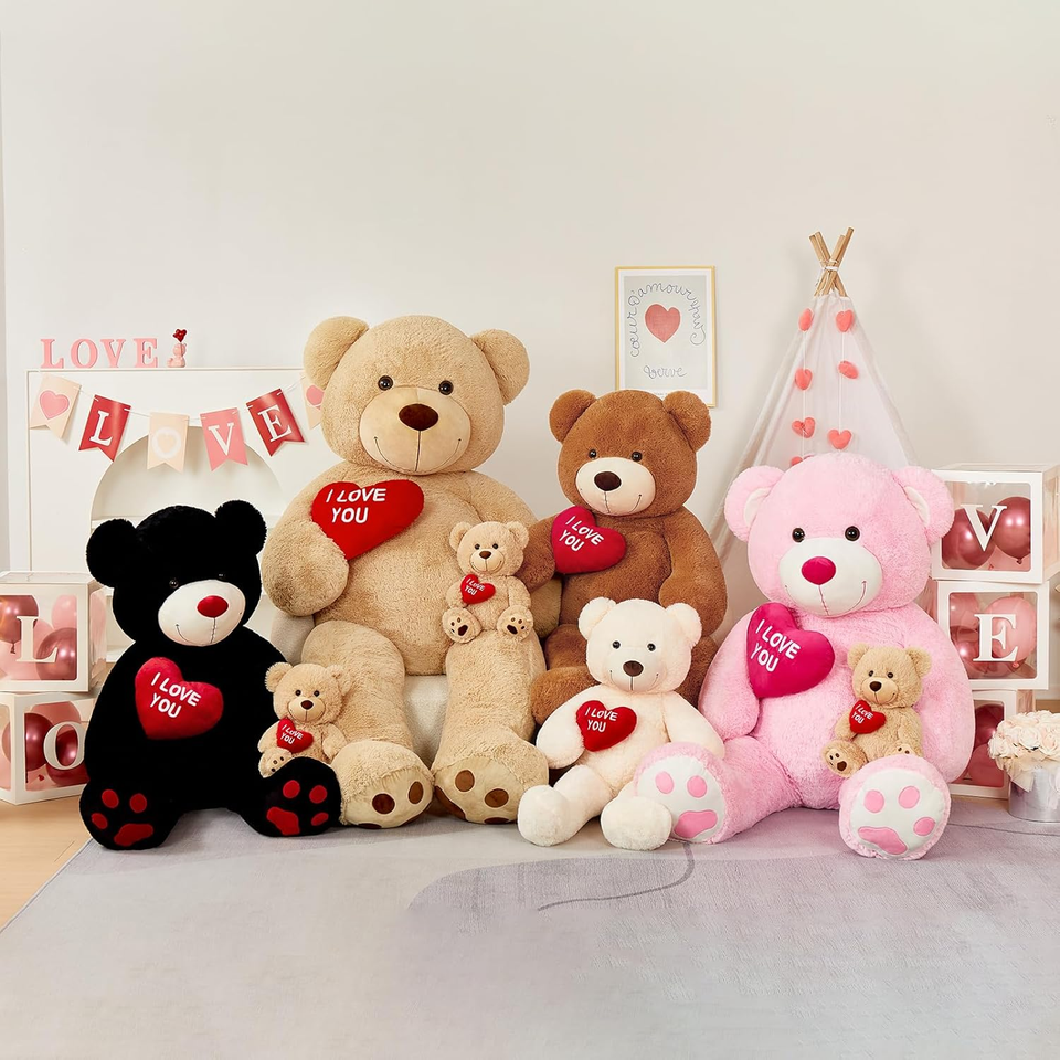 Giant Teddy Bear Stuffed Animal 52" - Big Teddy Bear with Heart - Large ...