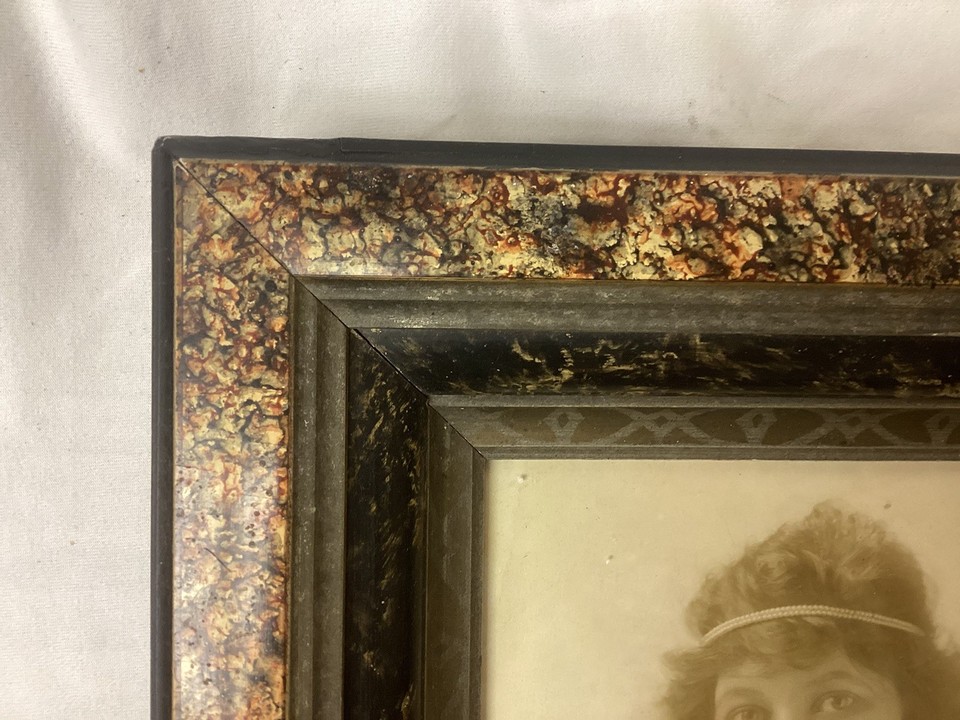 ANTIQUE 15”x13” VICTORIAN SHADOW BOX MARBLED WOOD PICTURE FRAME | eBay