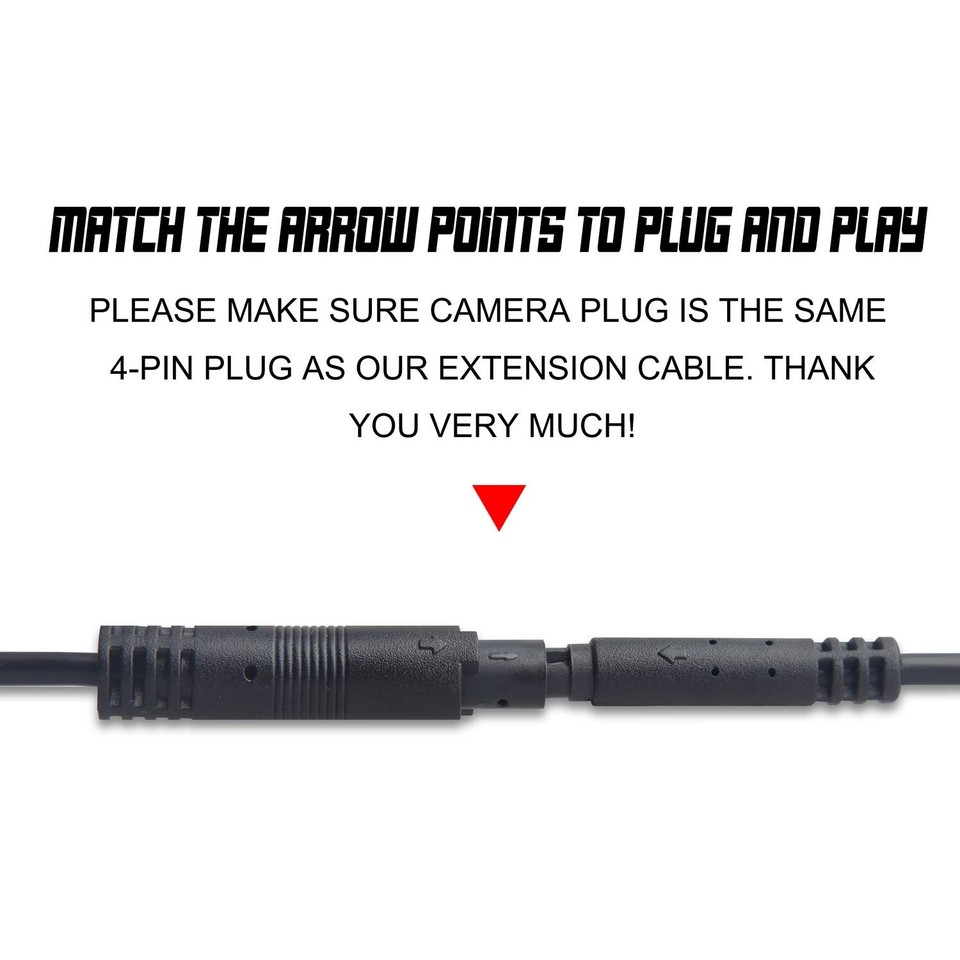 Extension Cord Dash Cam Backup Camera Rear View Recorder Cable 4 Pin 3 ...