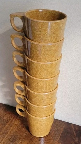 Vintage U.S. Military Halsey Mess Hall Cups Mug Lot 7 Brown Melamine ...