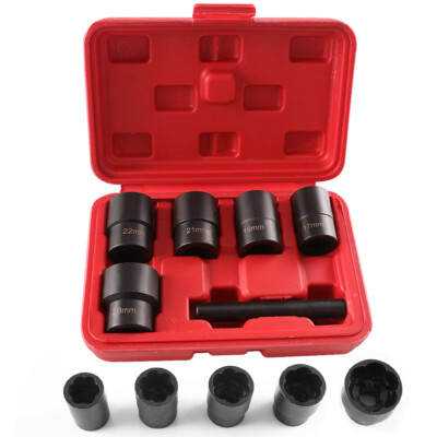 7pc Steel Deep Twist Socket Set 1/2" Drive Lug Nut Remover Extractor ...