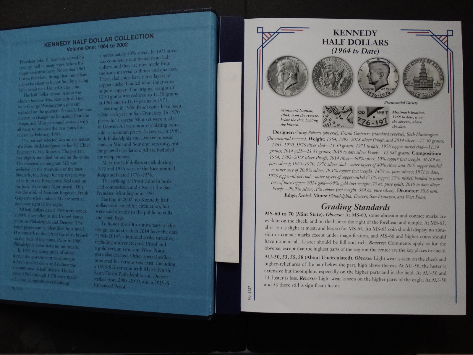 Set of 2 Whitman Kennedy Half Dollars Coin Album Book Number 1 & 2 1964 ...