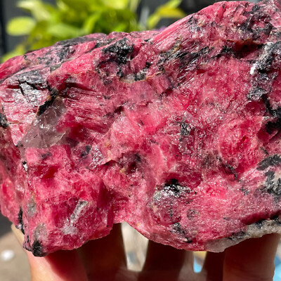 4.85lb Large Rough Stone Natural Red Black Rhodonite Quartz Crystal ...