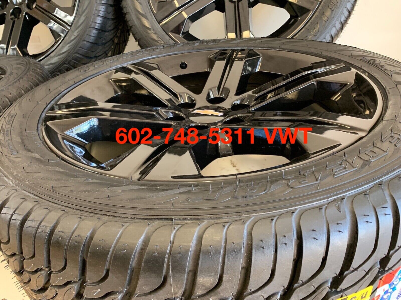 22 inch CHEVY RIMS TIRES TAHOE WHEELS BLACK 6 SPOKES SEZ Rims 22x9 ...