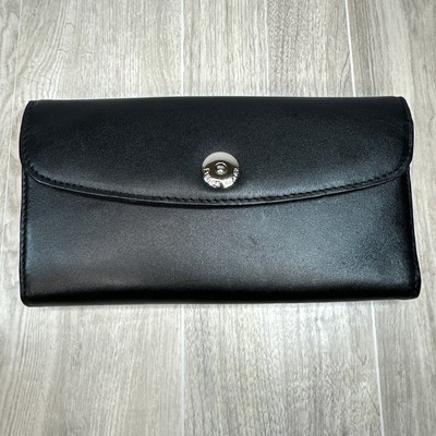 Vintage Etienne Aigner Leather Bi-Fold Wallet Black Leather silver Snap ...
