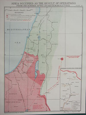 1918 WW1 MAP EGYPTIAN EXPEDITIONARY FORCE ~ AREA OCCUPIED OPERATIONS ...