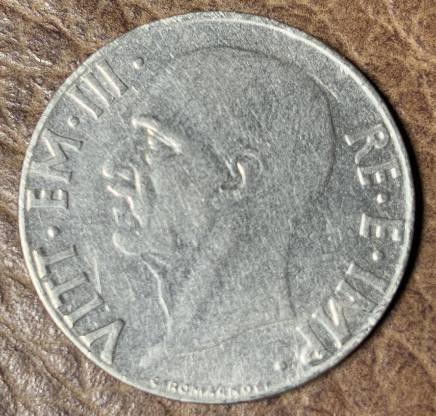 World WarII Coins: 1 - Italian Fascist Mussolini Era 20-centesimi coin ...