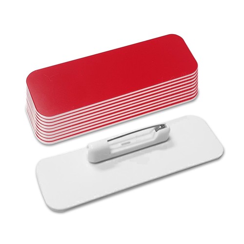 10 Pack Red Name Tag Badge Blanks 1" x 3" with Round Corners Pin Back ...