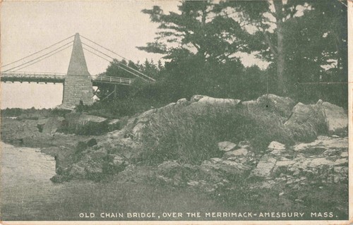 Amesbury MA Massachusetts, Old Chain Bridge, Merrimack River, Vintage ...