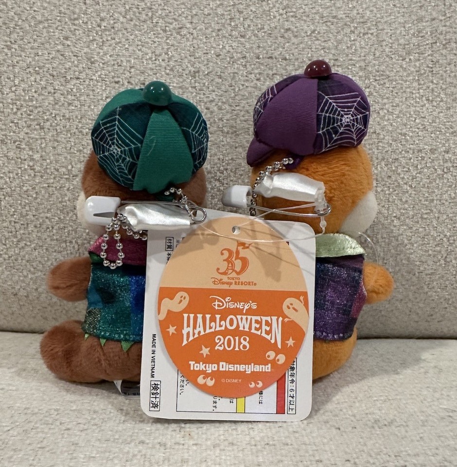 NWT Disney CHIP AND DALE 2018 Halloween Plush Keychain Badge Tokyo ...