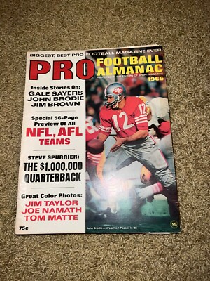 PRO FOOTBALL ALMANAC 1966 GALE SAYERS,JOHN BRODIE,JIM BROWN MAGAZINE | eBay