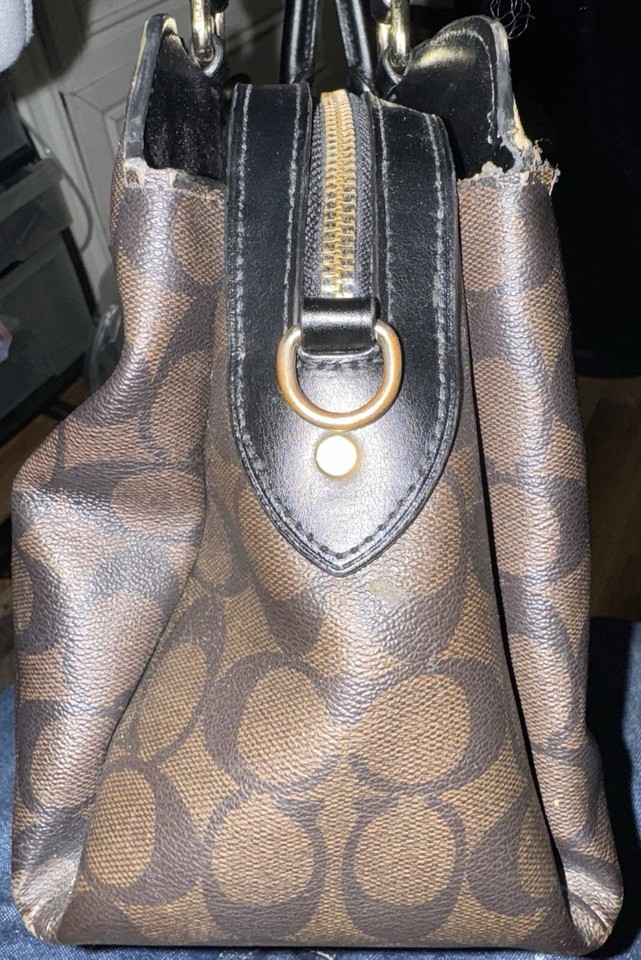 Coach 91495 Lillie Carryall In Signature Canvas IN Brown Black | eBay