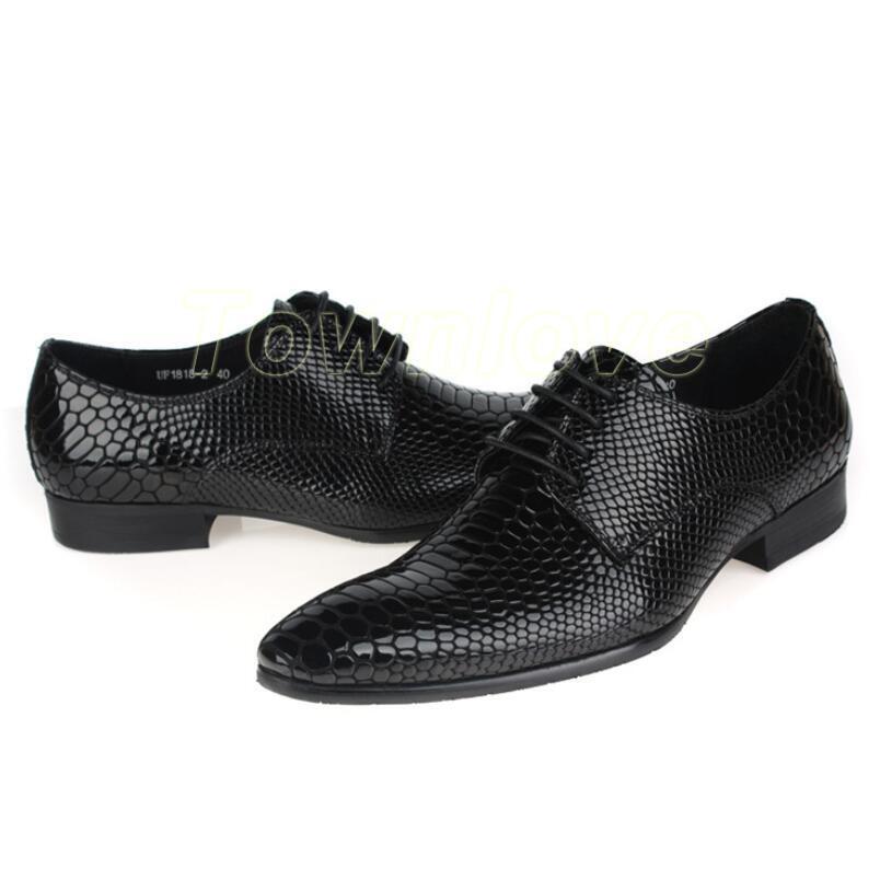 Mens Cow Leather Shoes Snake Pattern Dress/Formal Genuine Leather Shoes ...