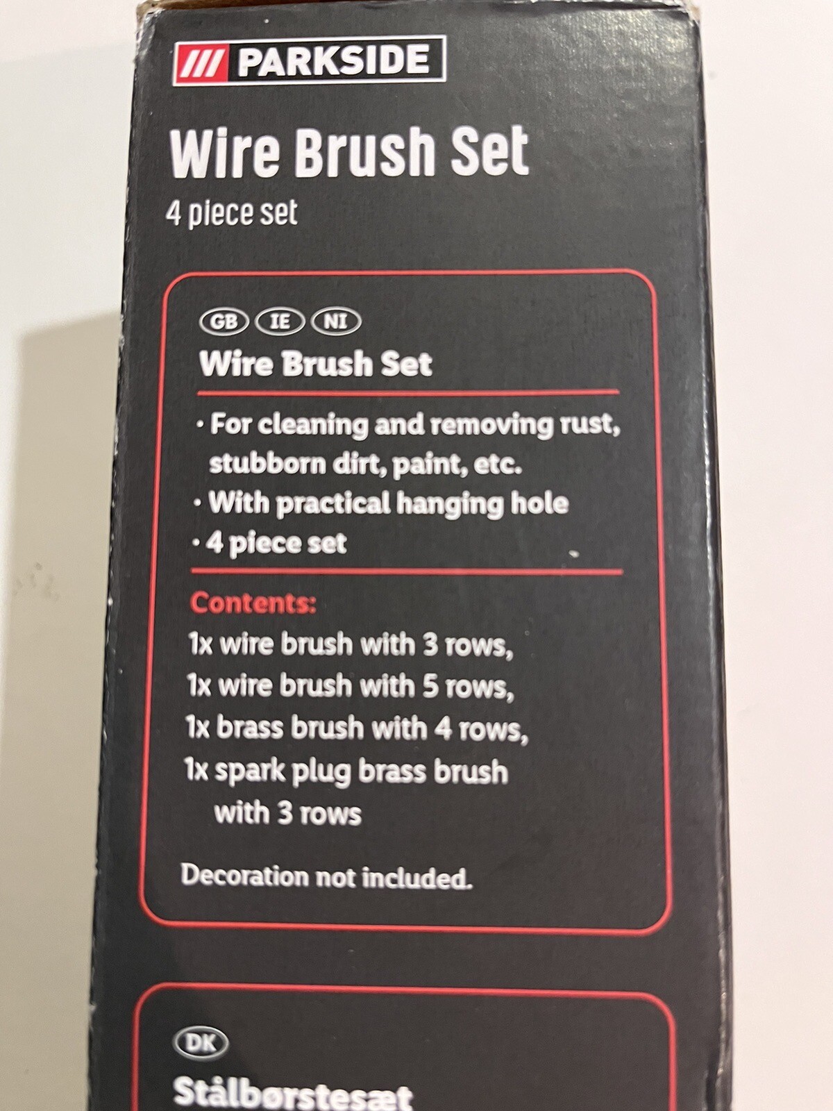Parkside 4 Piece Wire Brush Set 4 Removal Rust Stubborn Dirt Paint ...