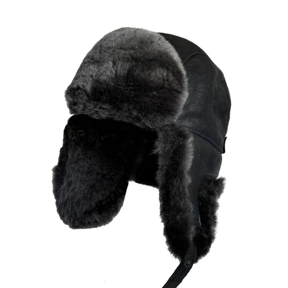 Genuine Shearling Sheepskin Trapper Hat Ushanka Aviator Cap Winter ...