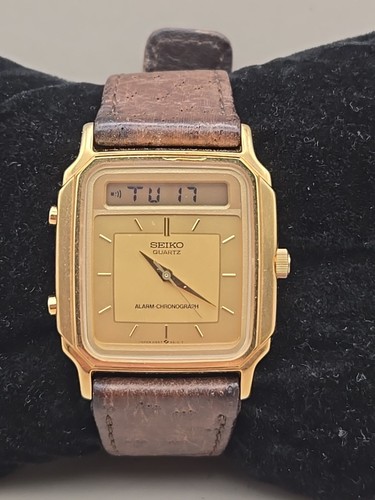Seiko H557-5380 31mm Gold Tone Dial Analog Digital Mens Watch | eBay