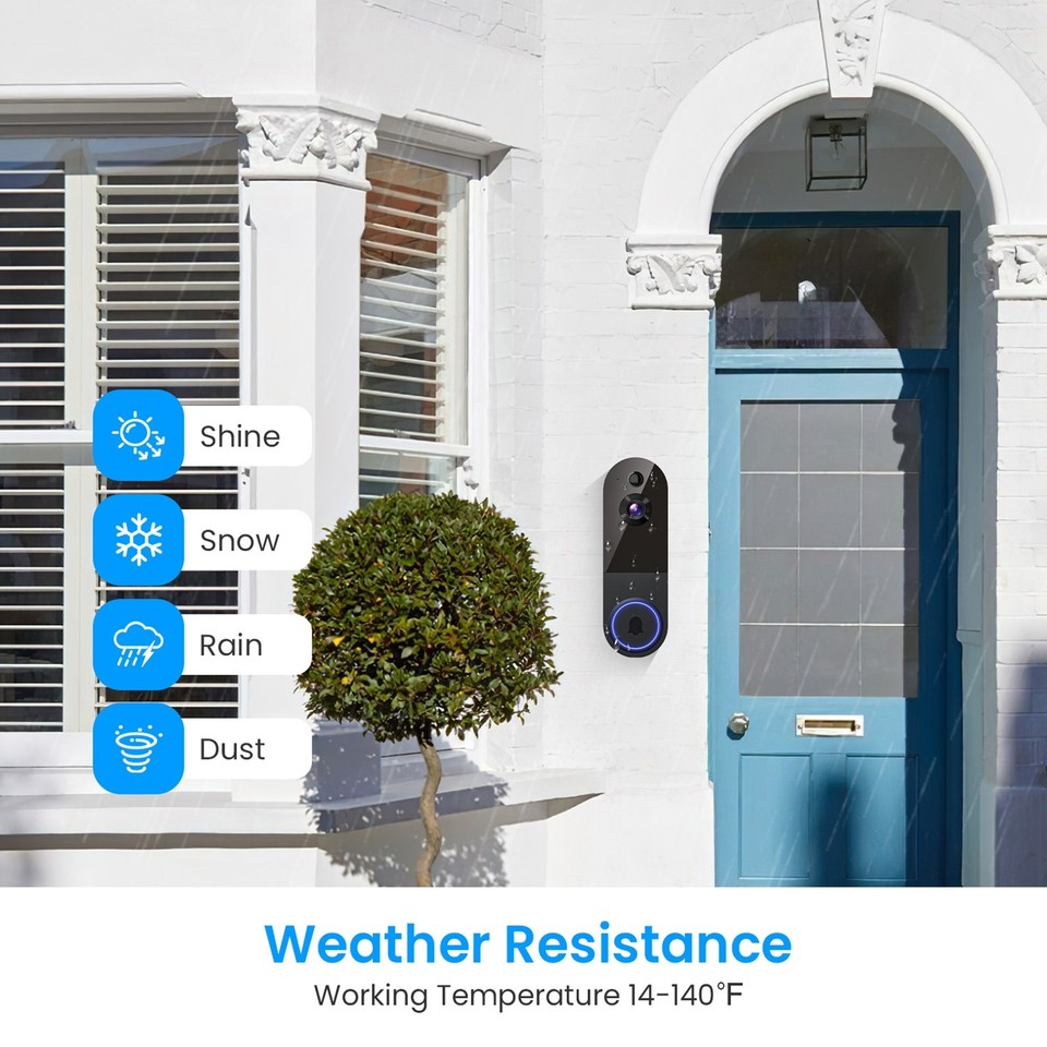 WiFi Video Doorbell 1080P Wireless Bell APP Smart Intercom Camera Ring ...