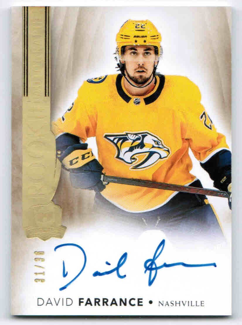 21/22 UPPER DECK THE CUP DAVID FARRANCE #122 ROOKIE GOLD SPECTRUM FOIL ...