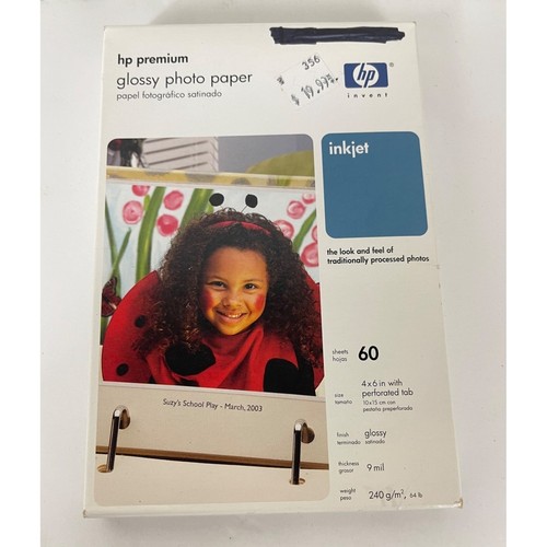 HP Premium Glossy Photo Paper 4x6 in 60 Sheets 240 gm2 9 mil for Inkjet ...