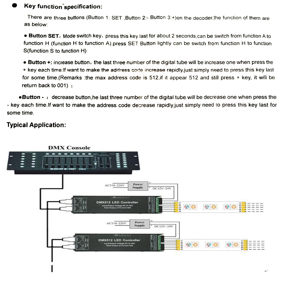 3CH 4 channels LED RGB RGBW Controller DMX 512 LED Decoder With Digital ...