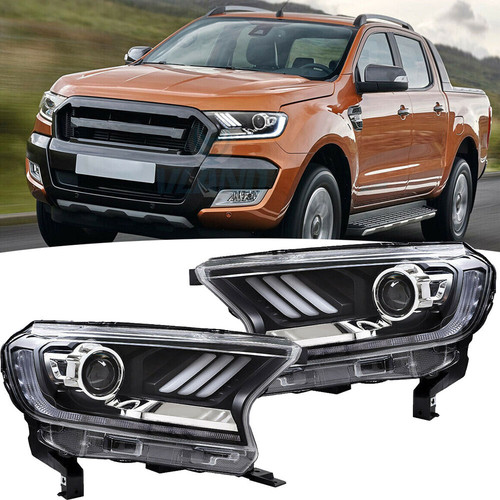 LED DRL Headlights Assembly Double Beam Lens Projector For Ford Ranger ...