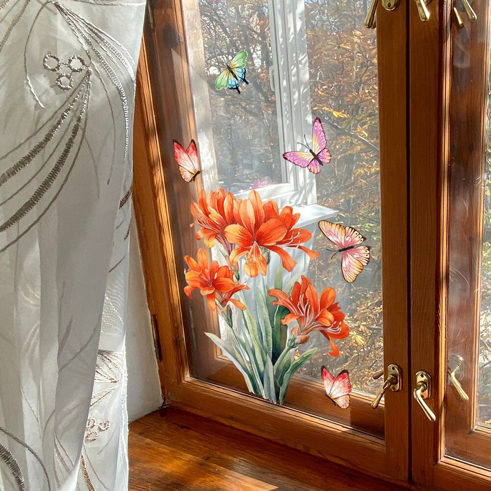 Brightly Colored and Creative Wall Sticker with Flower Butterfly Design ...