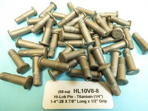 (50) Titanium 1/4”-28 x 7/8” Long Hi-Lok Aerospace Pin Bolt HL10V8-8 | eBay