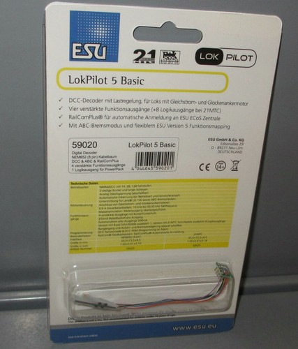 ESU 59020 LokPilot 5 Basic, DCC Digital Decoder, 8-poliger Stecker, NEM ...