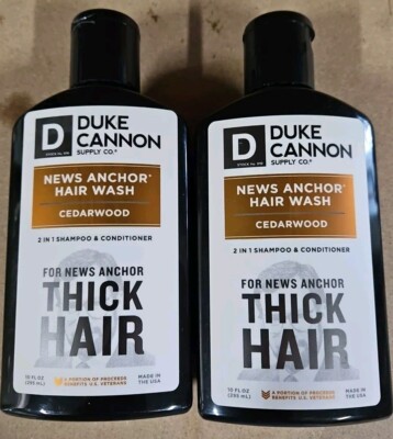 2 DUKE CANNON Thick Hair 2 in 1 Shampoo & Conditioner Cedarwood 10 FL ...