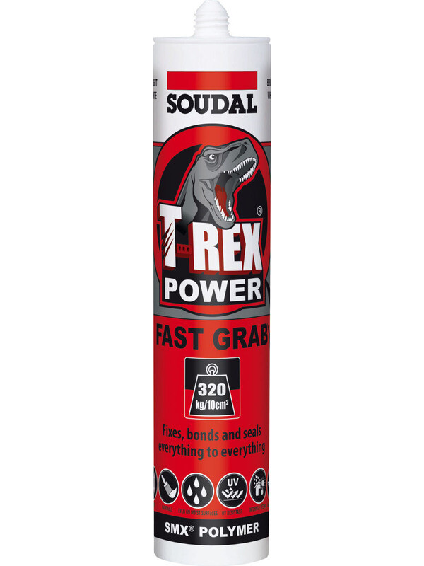 Soudal T-Rex Power Fast Grab Adhesive Sealant Jet Black 290ml 6 Pack ...