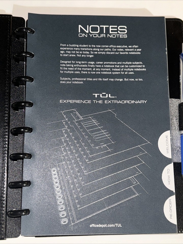 TUL Discbound Notebook - Black Leather Cover Junior Size 60 Sheets ...