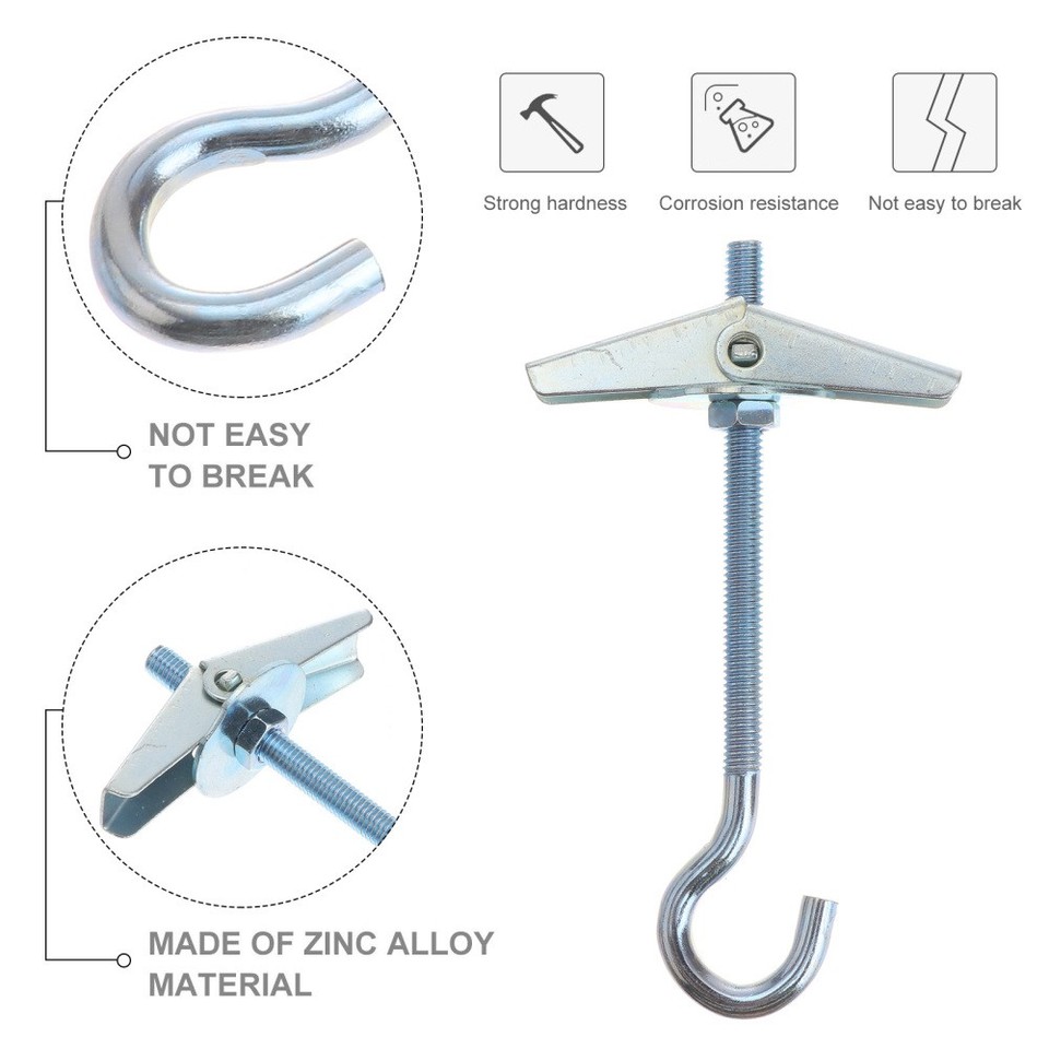 6 PCS Wall Mount Ceiling Hook Garage Hooks Heavy Duty Toggle Wings ...