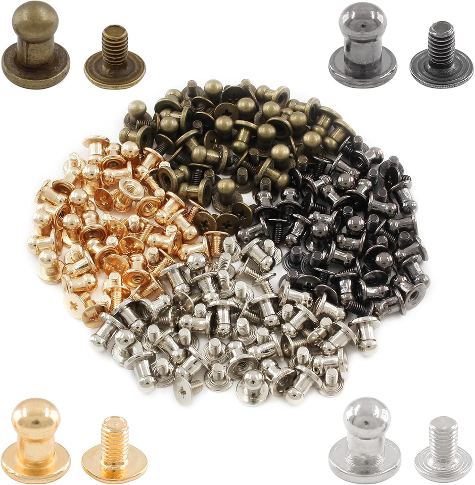 100Set 5Mm round Head Button Studs Solid Button Stud Screw Leather ...